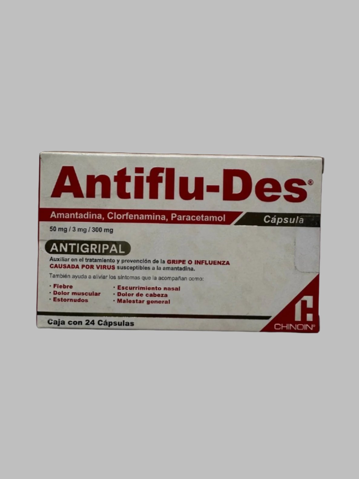 Antiflu-Des (Amantadina, Clorfenamina, Paracetamol) 24 Capsules – BuyPromex