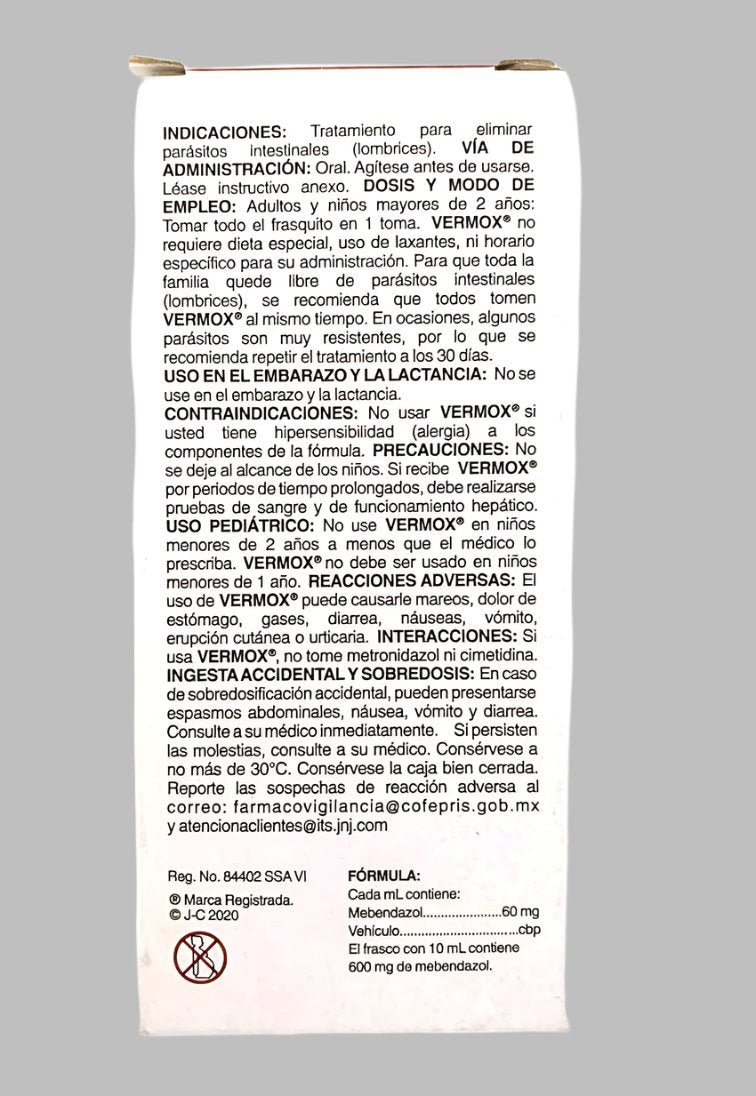 Vermox (Mebendazole) Adult Oral Suspension 60mg/ml – BuyPromex